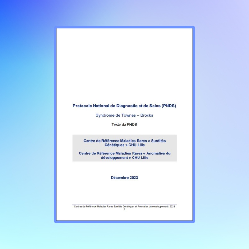 Protocole National de Diagnostic et de Soins (PNDS) 2023 : Le syndrome ...